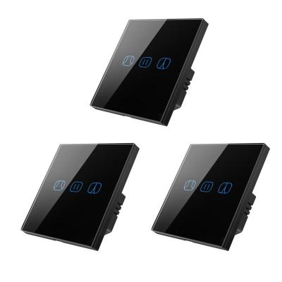 China Tempered Glass 4mm Wifi Smart Curtain Switch 2.4GHz Roller Shutter Smart Switch for sale