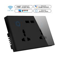 China 2200W Glass Wall Socket 15A Touch Socket Switch Double APP Control for sale