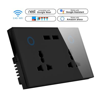 China 2200W Glass Wall Socket 15A Touch Socket Switch Double APP Control for sale