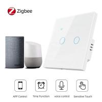 China 300W Zigbee 2 Gang Light Switch 94-V0 Smart Wifi Touch Wall for sale