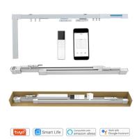 China 433.92MHz Extendable Curtain Track 150cm Curtain Rail Ceiling Mounted for sale