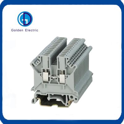 China 600V 20A 24-12AWG Universal DIN Screw Cage Mounted Terminal UK 3n Feed Through Clamp Terminal Blocks for sale