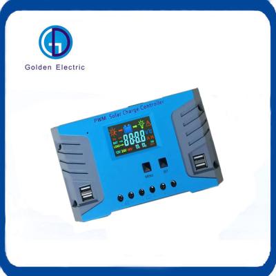China Solar Charge Controller 12V 24V Auto Dual USB 10A 20A 30A 40A 50A 60A PWM Lithium Lead Acid Battery for sale