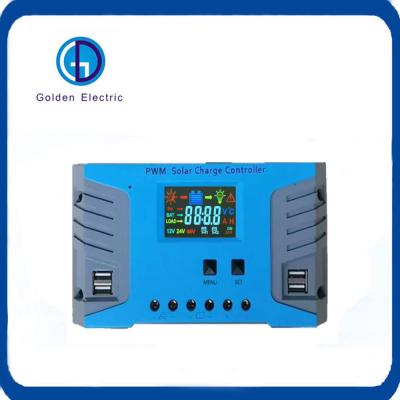 China 10A 20A 30A 40A 50A 60A Solar Charge Controller 12V 24V 48V Auto with Dual USB Port for sale