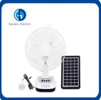 China 3m Cable 12 Inch Solar Rechargeable Fan With Solar Charge And LED Lights for sale