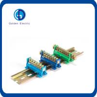 China 63A DIN Rail Yellow Blue Green Neutral Earth Bus Bar Brass Terminal Block with Screws for sale