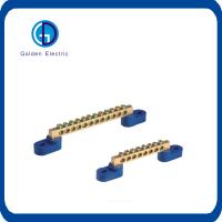China 63A DIN Rail Yellow Blue Green Neutral Earth Bus Bar Brass Terminal Block with Screws for sale