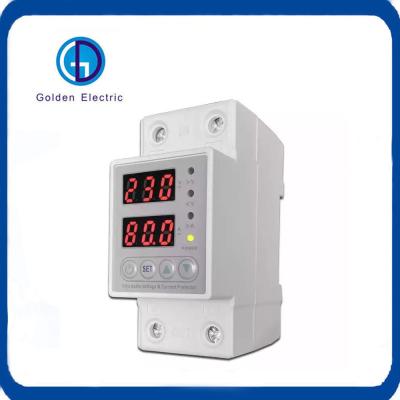 China Dual LED Display 40A 63A 80A 220V 230V Adjustable Over Under Voltage Current Protective Device Protector Relay for sale