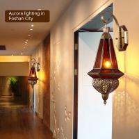 China Arabic Style Stained Copper Glass Wall Lights With Switch Control for sale