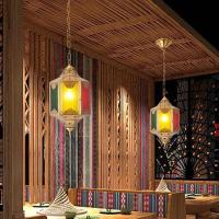 China LED Copper Chandelier Decorative Lamps in Moroccan Style with Stained Glass Body Material Copper Product Weight kg 2.5 KG for sale