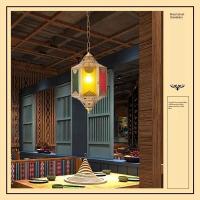 China LED Copper Chandelier Decorative Lamps in Moroccan Style with Stained Glass Body Material Copper Product Weight kg 2.5 KG for sale
