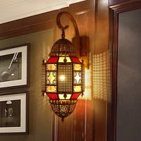 China Garden Waterproof Vintage Copper Wall Light With Colored Shade for sale