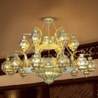 China Glass Shade LED Black Copper Chandelier With Switch Control Laser Engraving Logo for sale