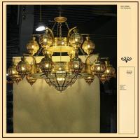 China Glass Shade LED Black Copper Chandelier With Switch Control Laser Engraving Logo for sale