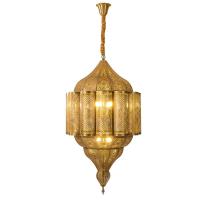 China Arabic Hollow Art Vintage Copper Chandelier AC 220V 3500K Color Temperature for sale