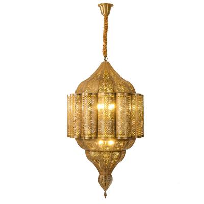 China Arabic Hollow Art Vintage Copper Chandelier AC 220V 3500K Color Temperature for sale