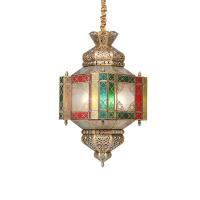 China Glass Shade Moroccan Style Vintage Copper Chandelier For Coffee Hotel Ceiling for sale