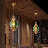 China Decorative Handmade Copper Ceiling Light Copper Glass Pendant Light for sale
