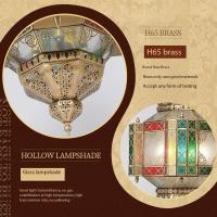China Glass Shade Moroccan Style Vintage Copper Chandelier For Coffee Hotel Ceiling for sale