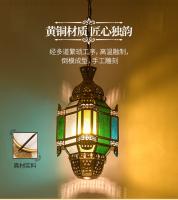 China Decorative Handmade Copper Ceiling Light Copper Glass Pendant Light for sale