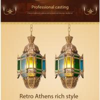 China Decorative Handmade Copper Ceiling Light Copper Glass Pendant Light for sale