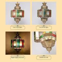 China Glass Shade Moroccan Style Vintage Copper Chandelier For Coffee Hotel Ceiling for sale