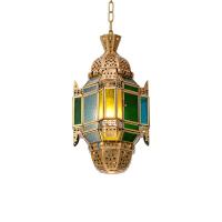 China Decorative Handmade Copper Ceiling Light Copper Glass Pendant Light for sale