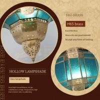 China Moroccan Gold Antique Copper Light Copper Hanging Lamps With Dimmer Support for sale