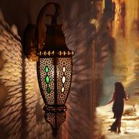 China LED Waterproof Black Vintage Copper Wall Light Arab Muslim Style for sale