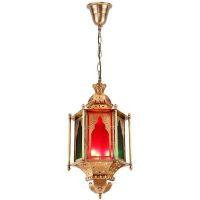 China Stained Glass Antique Copper Lantern With Warm White Color Temperature for sale