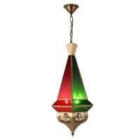 China 220V Exotic Antique Copper Ceiling Light With Glass Shade Material for sale