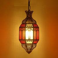 China 80 Ra LED Copper Chandelier Stained Glass Lamps for Arab Muslim Vintage Style Hotel Villas Home Lighting Decoration for sale