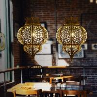 China Middle Hollow Carving Gold Lantern Chandelier With Switch Control for sale