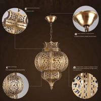 China Middle Hollow Carving Gold Lantern Chandelier With Switch Control for sale