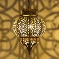 China Middle Hollow Carving Gold Lantern Chandelier With Switch Control for sale