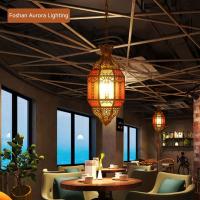 China 80 Ra Color Rendering Index Copper Glass Chandelier for Hotel Living Room in Modern Arab Muslim Style for sale