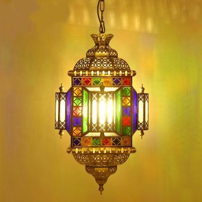 China Southeast Asia Market Copper Chandelier with Stained Glass Dimmer Support 5 KG Weight Retro Arab Muslim Style for sale