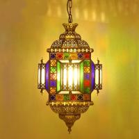 China Stained Glass Copper Chandelier Interior Lighting Decoration Copper Glass Arab Muslim Vintage Style LED Copper Lamp for sale