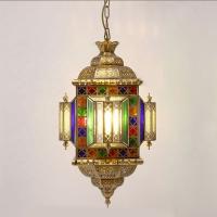 China Stained Glass Copper Chandelier Interior Lighting Decoration Copper Glass Arab Muslim Vintage Style LED Copper Lamp for sale