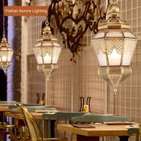 China Southeast Asian Arab Muslim Vintage Style Copper Chandelier Modern European Style Interior Lighting with Laser Printing for sale