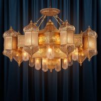 China Vintage Copper Chandelier 6-Light Dimmable with Dimmer Support for sale
