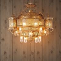 China 6-Light Vintage Copper Chandelier with Dimmable E27 E14 Bulbs for sale