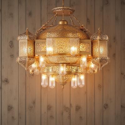 China 6-Light Vintage Copper Chandelier with Dimmable E27 E14 Bulbs for sale