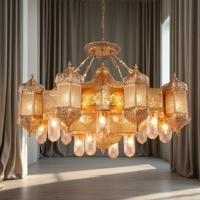 China 6-Light Vintage Copper Chandelier with Dimmable Medium Size for sale