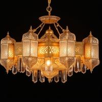 China Vintage Copper Chandelier with Dimmable E27 E14 Lights for sale