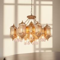 China Vintage Copper Chandelier with 6 Lights and Dimmable E27 E14 Bulbs for sale