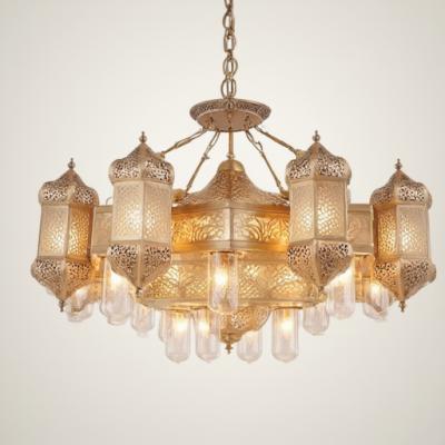 China Vintage Copper Chandelier 6-Light Dimmable Living Room Fixture for sale