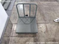 China Digital Carbon Steel 500x500mm 300kg Platform Scale With Checker Plate And Backrail for sale