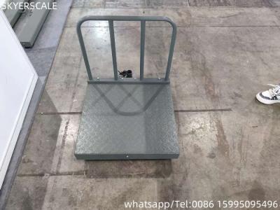 China Digital Carbon Steel 500x500mm 300kg Platform Scale With Checker Plate And Backrail for sale