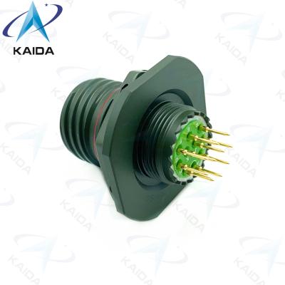 China 10 male pins Jam nut receptacle for MIL-DTL-38999 Series Ⅲ. D38999/24WC98PCN.PCB type.Olive green Cadmium for sale